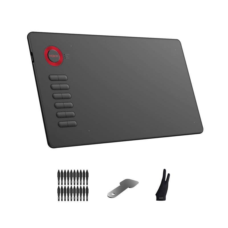 Drawing Tablet, VEIKK A15 10x6 inch Drawing Pad with 12 Shortcut Keys ...