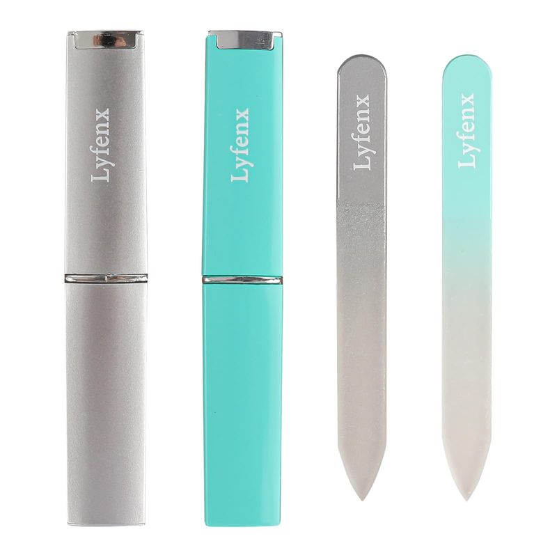 Lyfenx 2-Pack Mini Glass Nail File with Case for Natural Nails,2mm ...