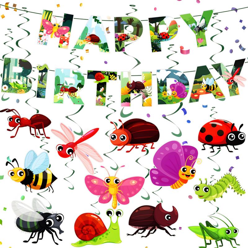 25PCS Bugs Birthday Party Decorations Summer Spring Happy Birthday ...