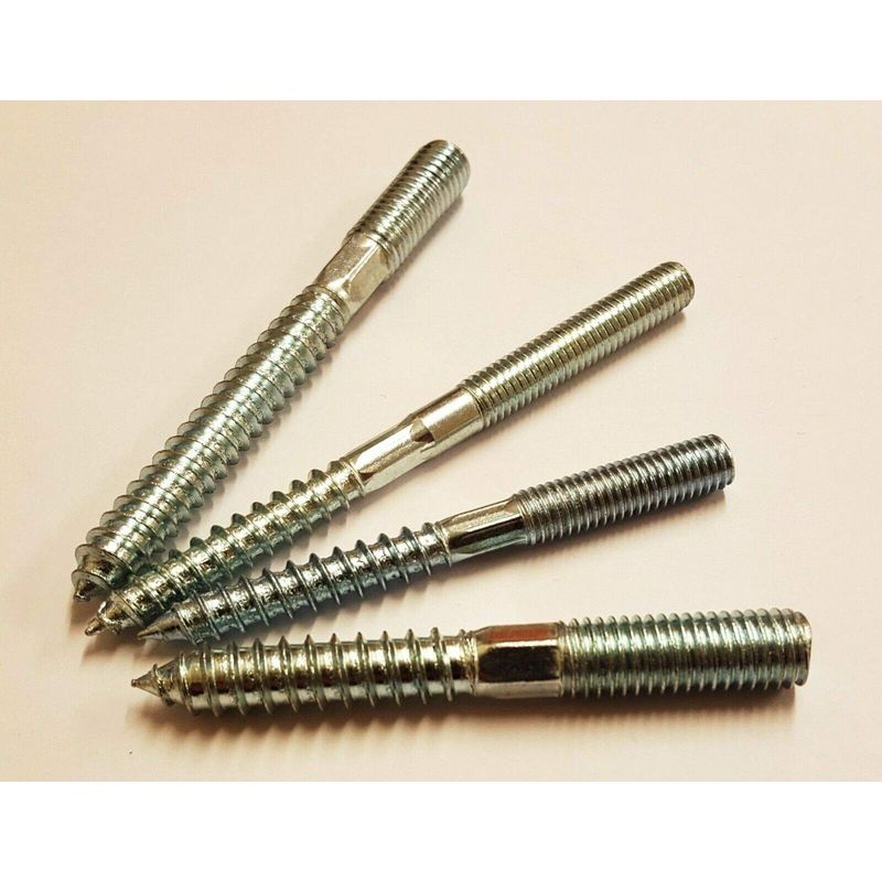 M8 M10 Double Ended Metal to Wood Screw Dowel Screws Dowels Zinc ...