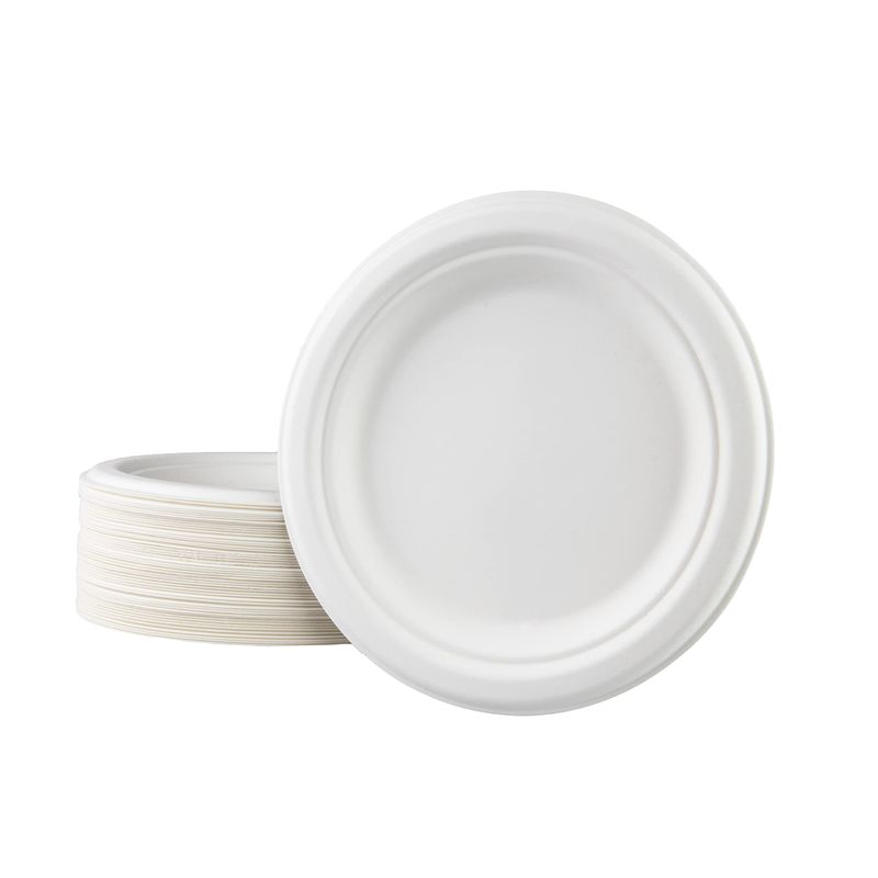 Love Nature Disposable Plates Pack of 50 - Round 17.5 cm Sugar Cane ...