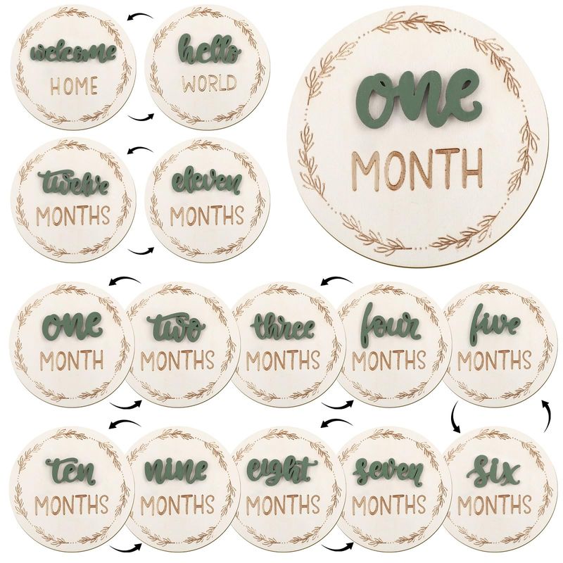 7 Pcs Baby Monthly Milestone Cards Sign, Double Sided 3D Baby Milestone ...