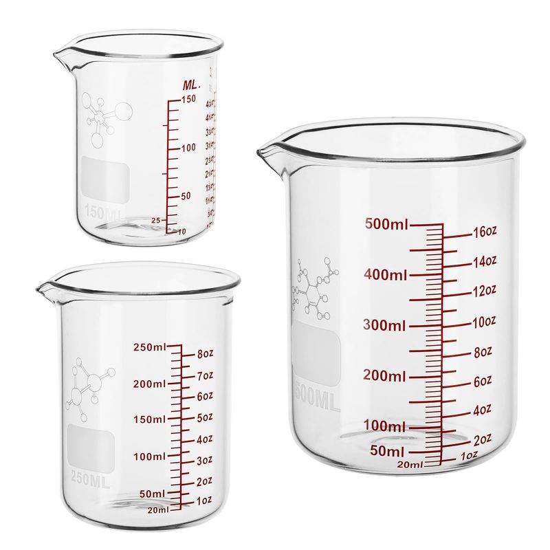 3 Piece High Borosilicate Glasss Liquid Measuring Cups, Includes 150ml ...