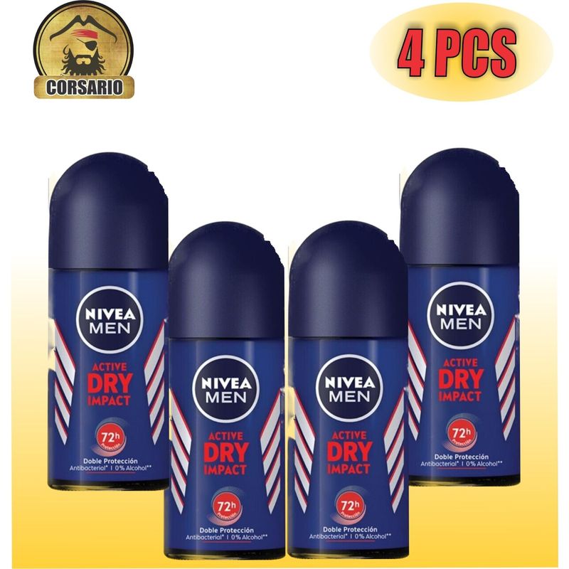 Nivea men dry impact anti-perspirant deodorant roll-on 50ml- Plastic Bottle X 4 - Online ...