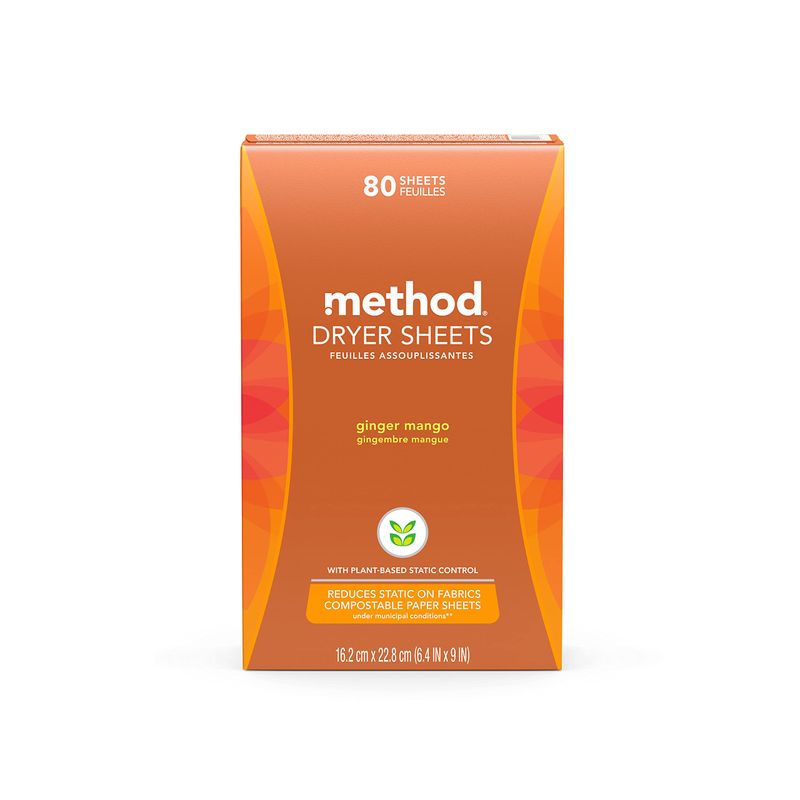 Method Dryer Sheets, Ginger Mango, Fabric Softener and Static Reducer ...