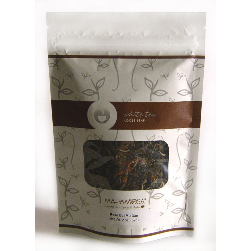 Mahamosa Rose White Tea (Bai Mu Dan) 2 oz, Loose Leaf White Tea Blend ...