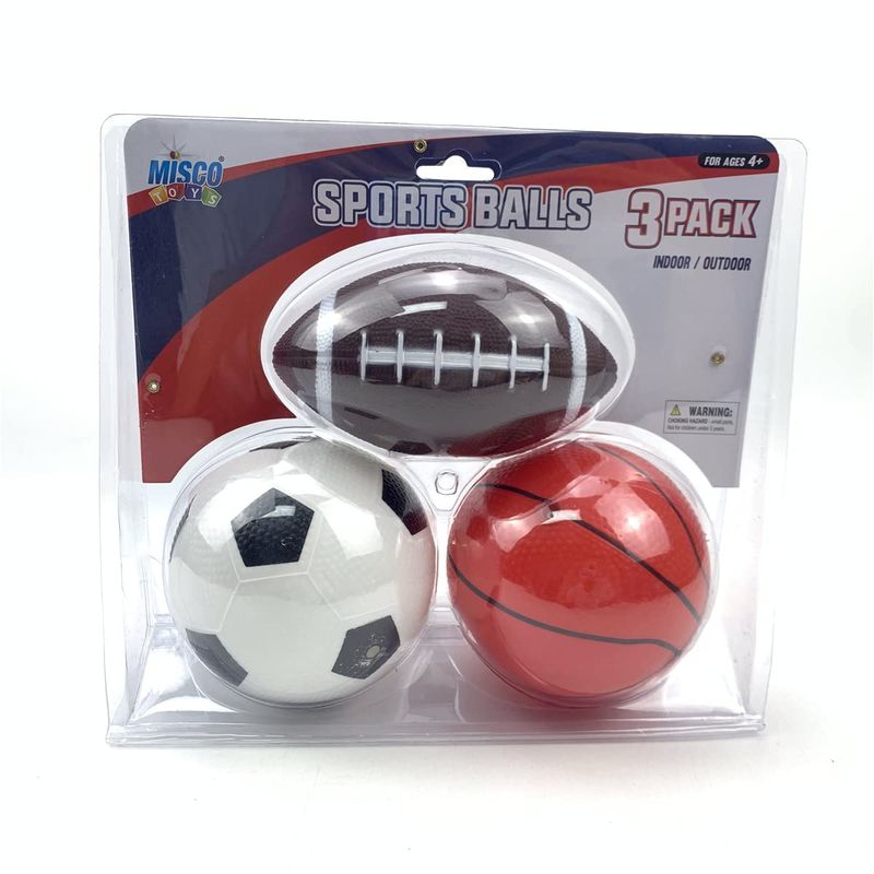 Misco Toys Sports Ball Set,3 Pack, Includes Kids’ Basketball,Football ...