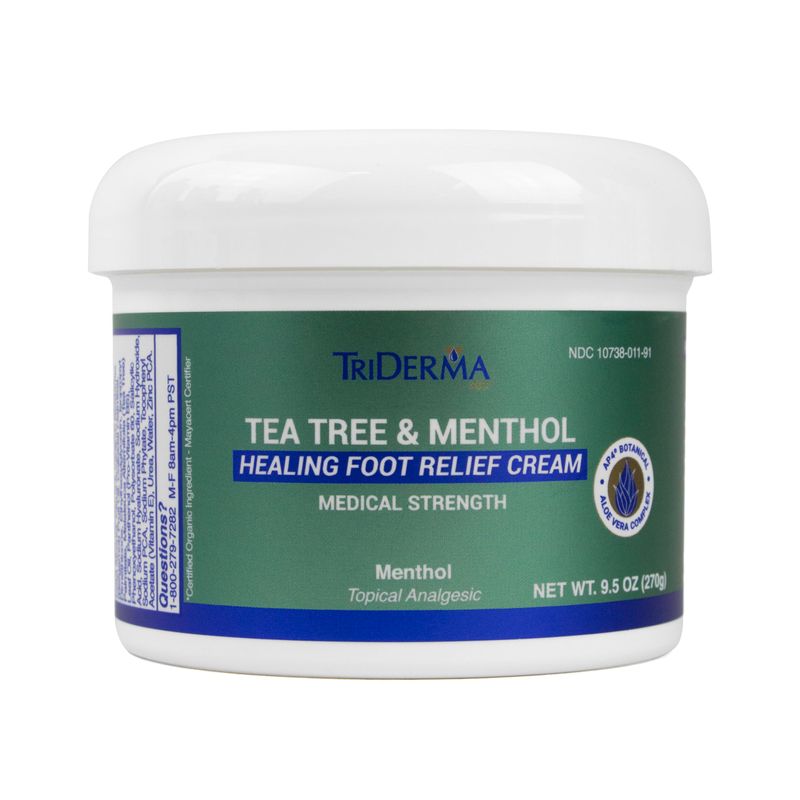 TriDerma Tea Tree Foot Cream with Menthol, Aloe Vera, Exfoliating ...