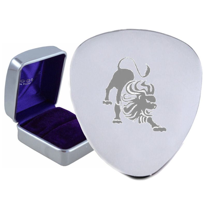 Leo Zodiac Star Sign Steel Guitar Plectrum Pick Engraved in Box ...