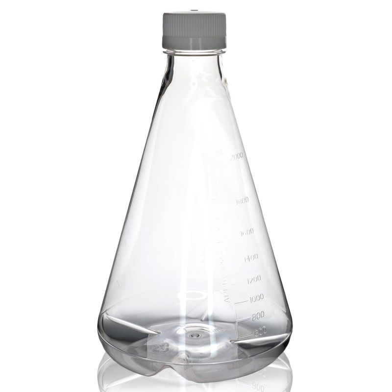 Eisco - Pack of 1, 2L Sterile PETG Erlenmeyer Flask, Non-Vented ...