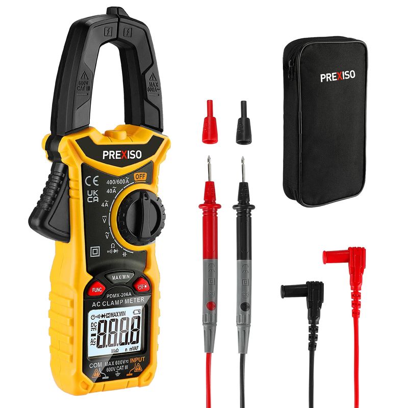 PREXISO Digital Clamp Meter, 600A AC Current, 600V AC/DC Voltage ...