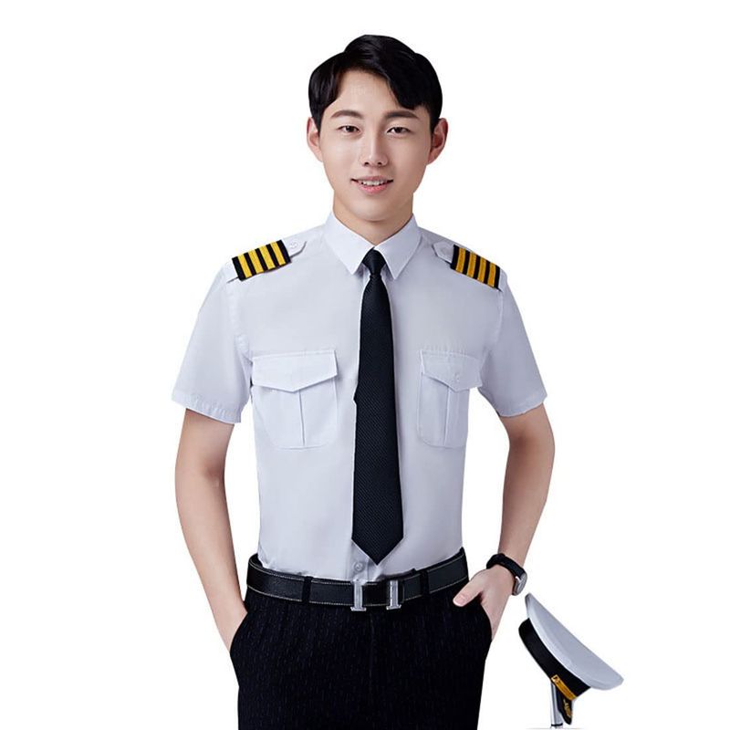 [NACZHLOVELL] Pilot Uniform, Military Uniform, Men's Shirt, Long Sleeve ...