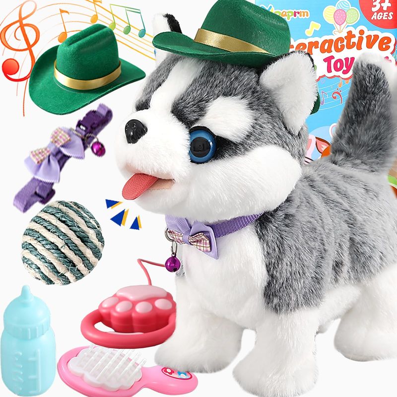 Walking Husky Dog Toy Barking Dog for Kid Girl Licking Talking Dog Toy ...