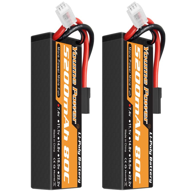 Nihewo 2S Lipo Battery, 7.4V RC Batteries 5200mAh 80C Hard Case with Tr Plug Compatible with 1/ ...