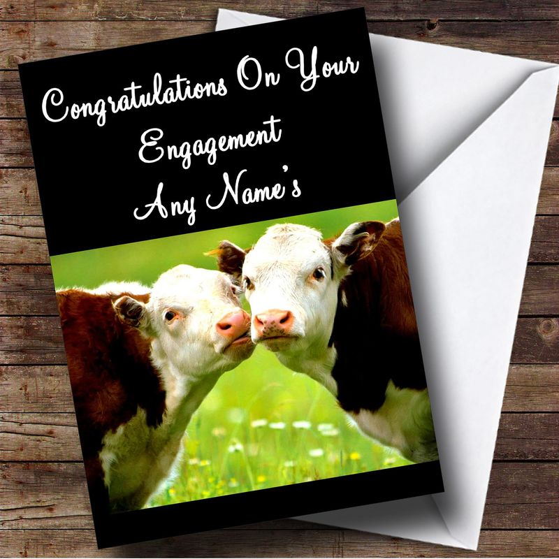 Cows Kissing Personalised Engagement Card | Engagement Card ...