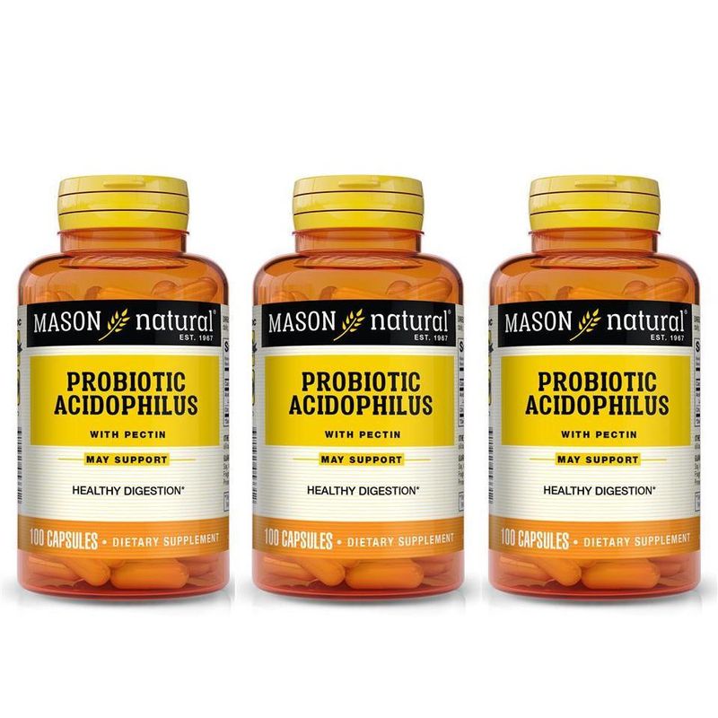 3X 100 = 300 CAPSULES ACIDOPHILUS WITH PECTIN Probiotic Lactobacillus ...